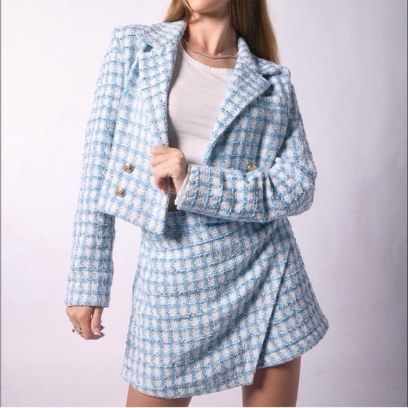 Jason Wu | Jackets & Coats | Jason Wu Stylish Blue And White Tweed ...